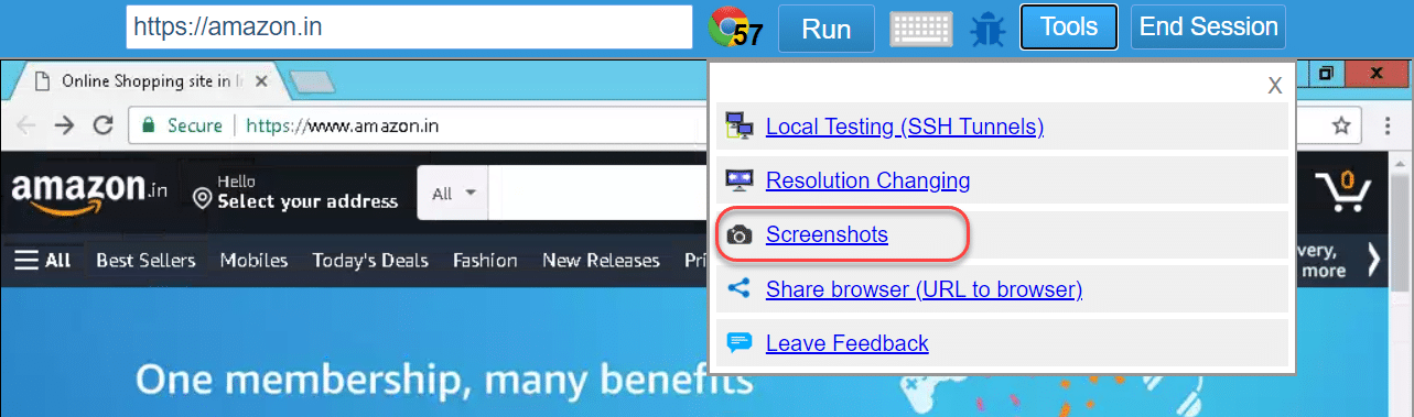 Browserling Screenshot - How to mark bugs and share it || ToolsQA